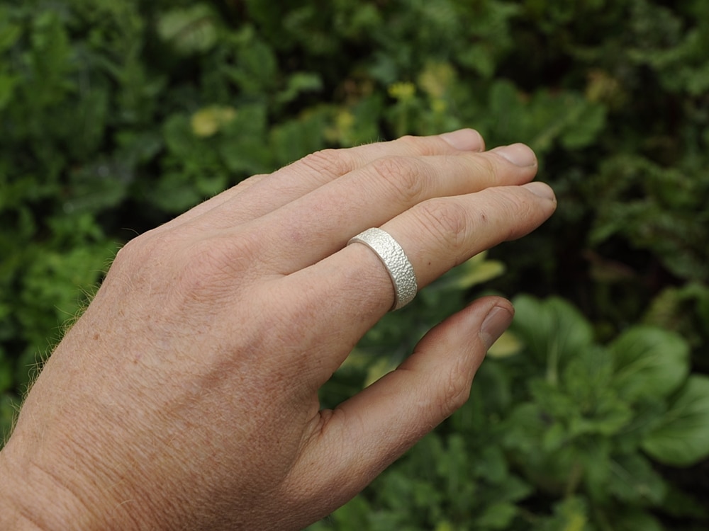 Silver sand ring - wide - AB Sculpture